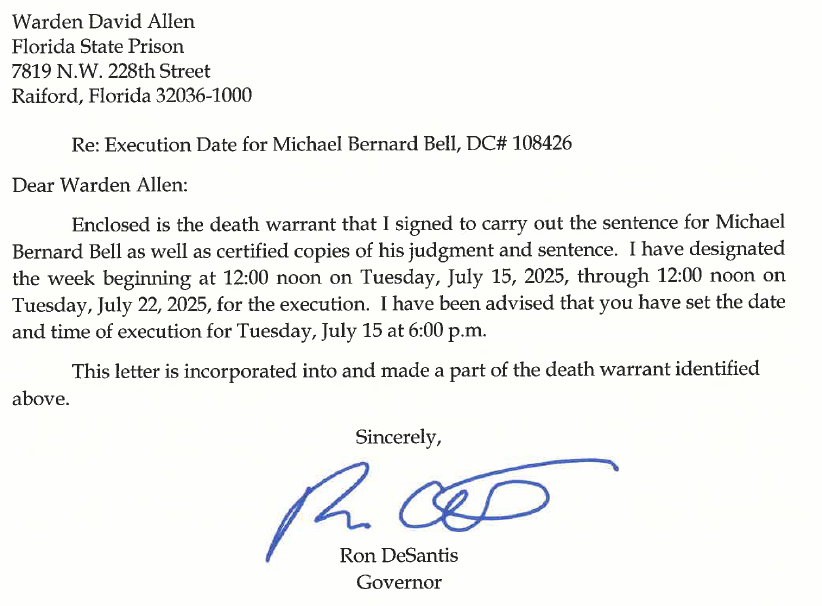 NEW WARRANT: Michael Bell's execution scheduled July 15