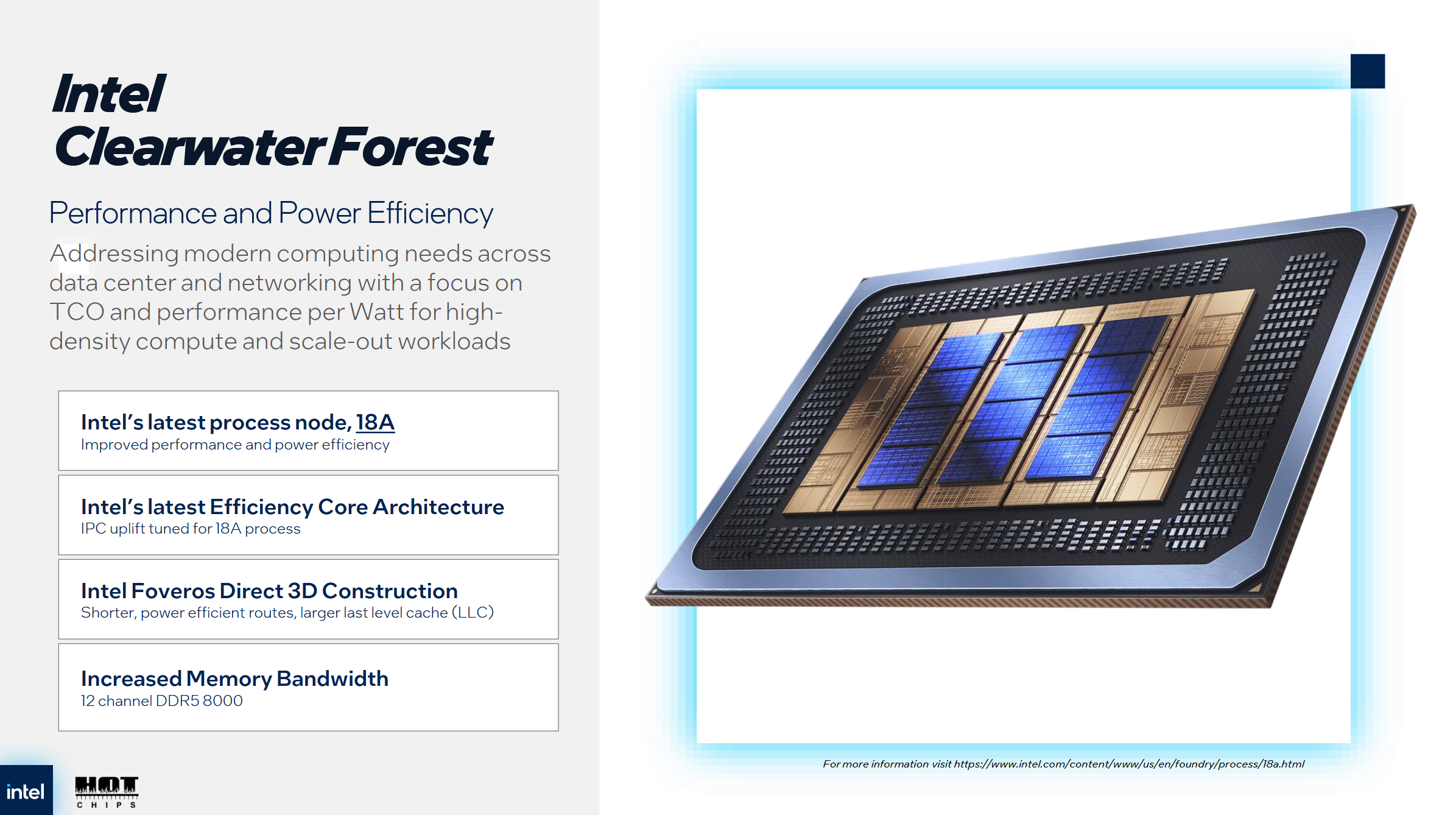 Intel's Clearwater Forest E-Core Server Chip at Hot Chips 2025