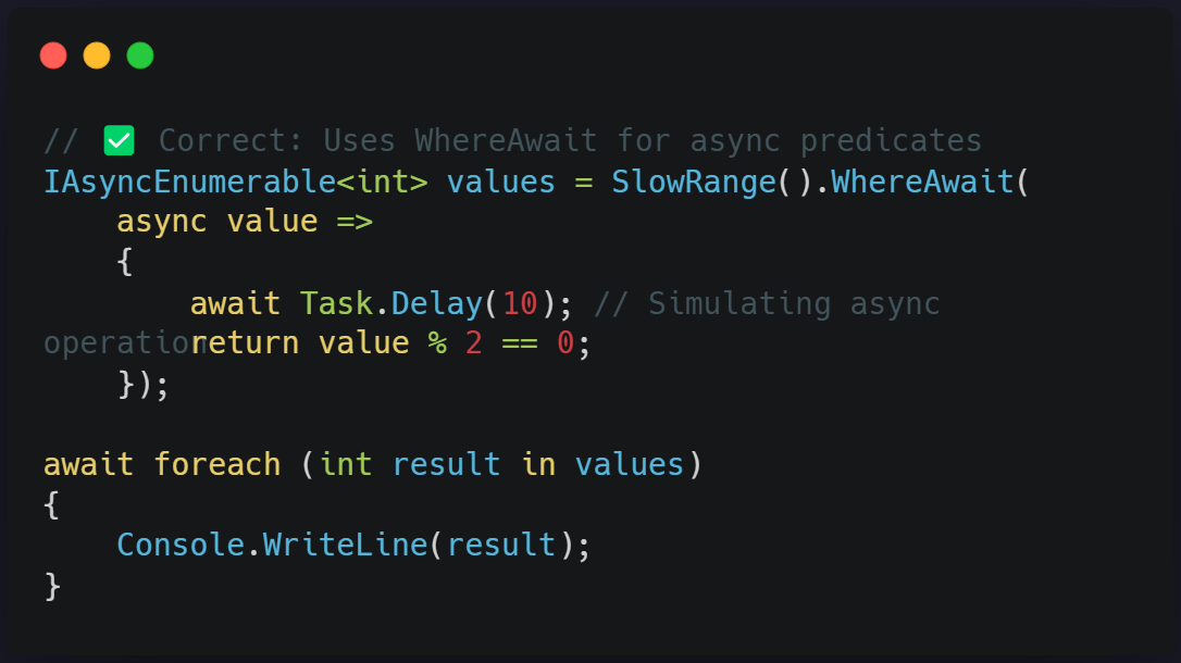 LINQ with Asynchronous Streams – Are You Using It Correctly?