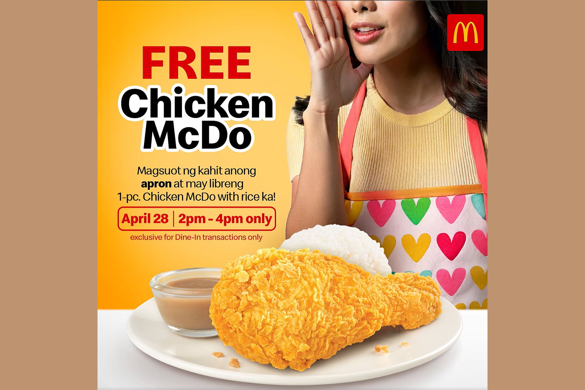 Get a free Chicken McDo on April 28 when you wear an apron