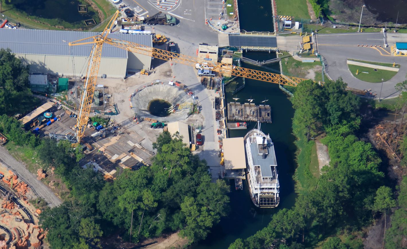 Liberty Belle and Tom Sawyer Rafts Parked In Magic Kingdom Service Canal
