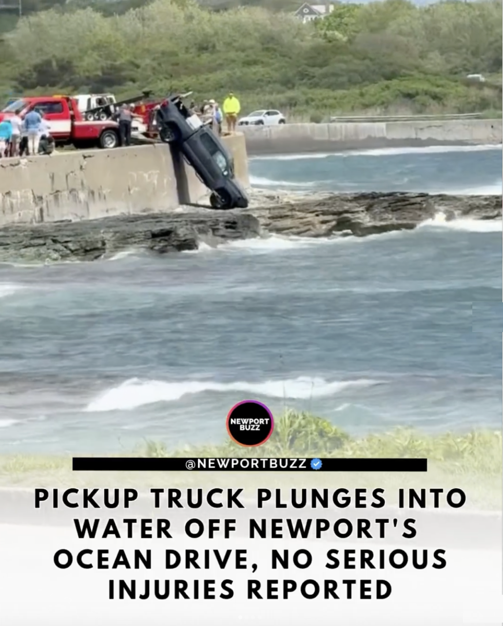 Pickup Truck Plunges Into Water Off Newport's Ocean Drive