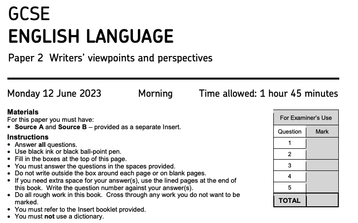 Model answers to all GCSE English Language questions