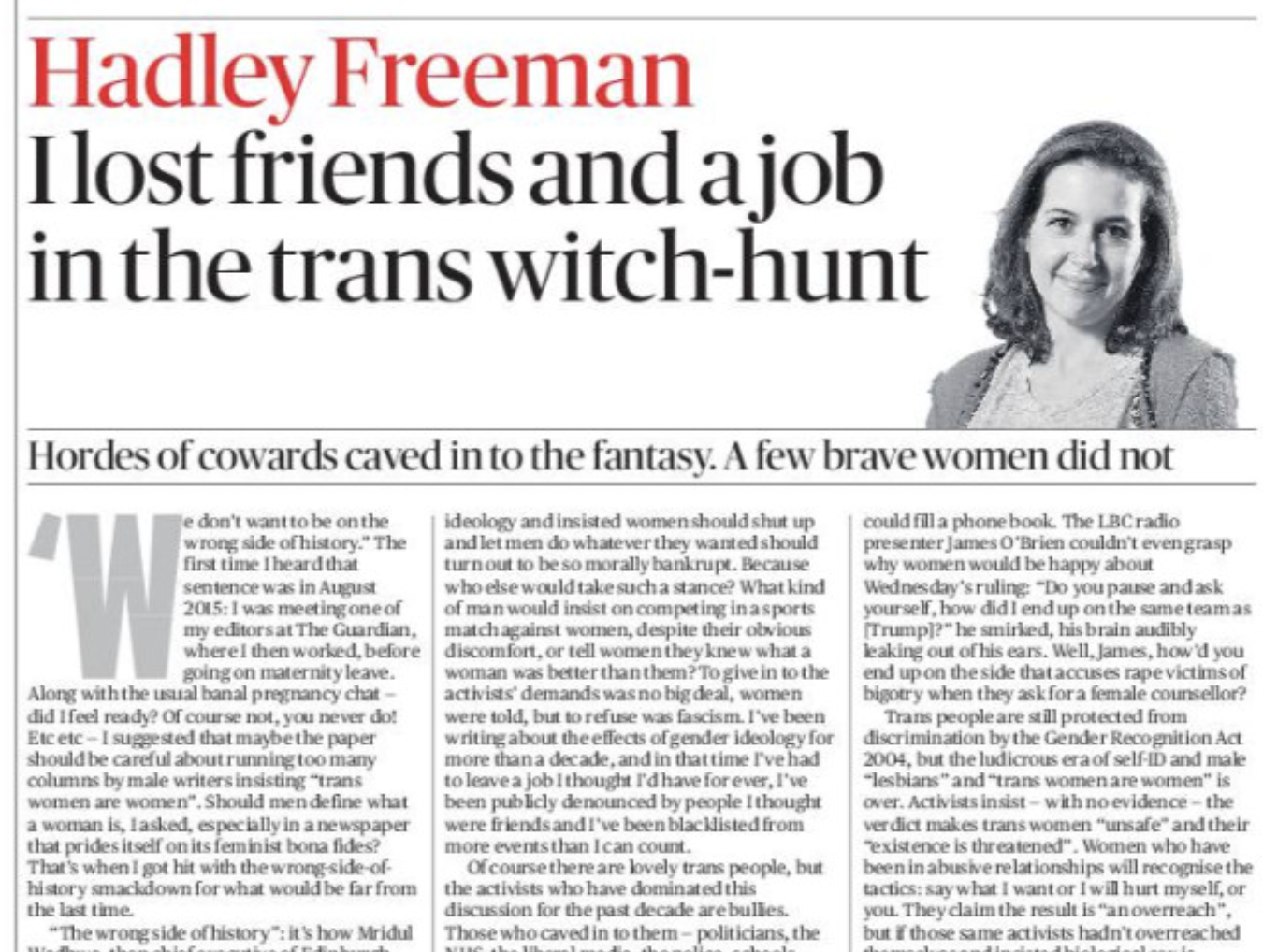 Anti-Trans Activist Hadley Freeman Thinks UK Court Win Means People ...