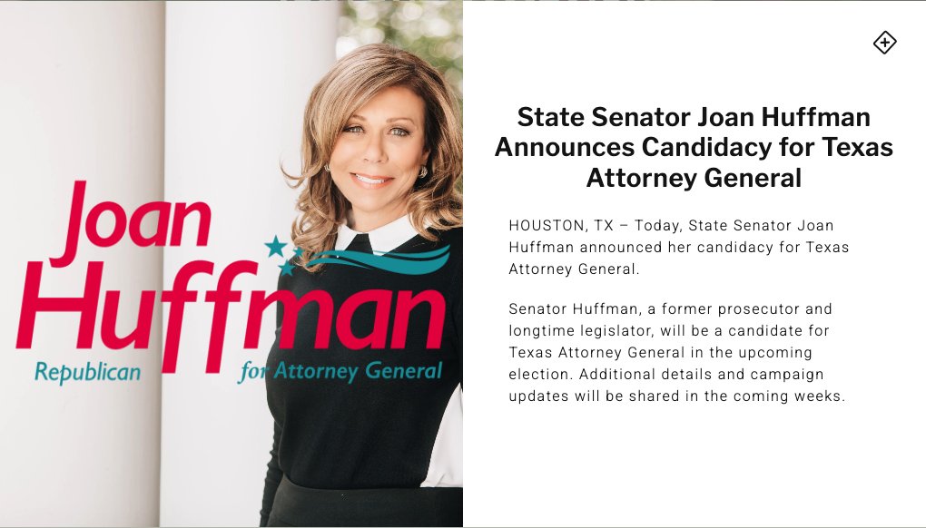 Joan Huffman Announces Run for Texas Attorney General