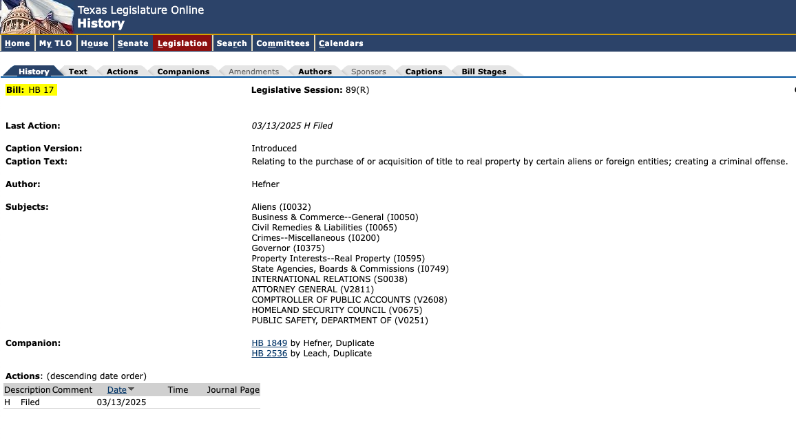 Texas HB17 Proposal: Extreme Real Estate Ban Targeting Specific Nationalities Sparks Outrage in ...