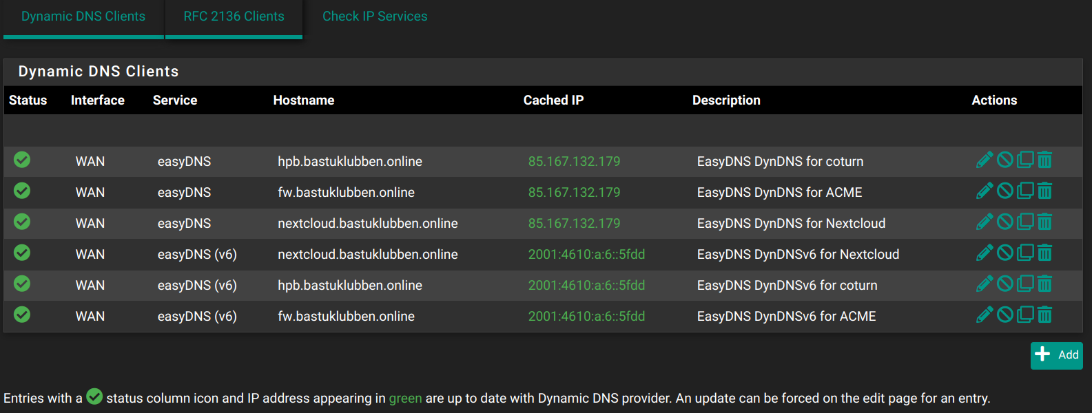 pfSense: Configure Dynamic DNS for EasyDNS