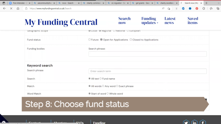 Using a funding database: My Funding Central