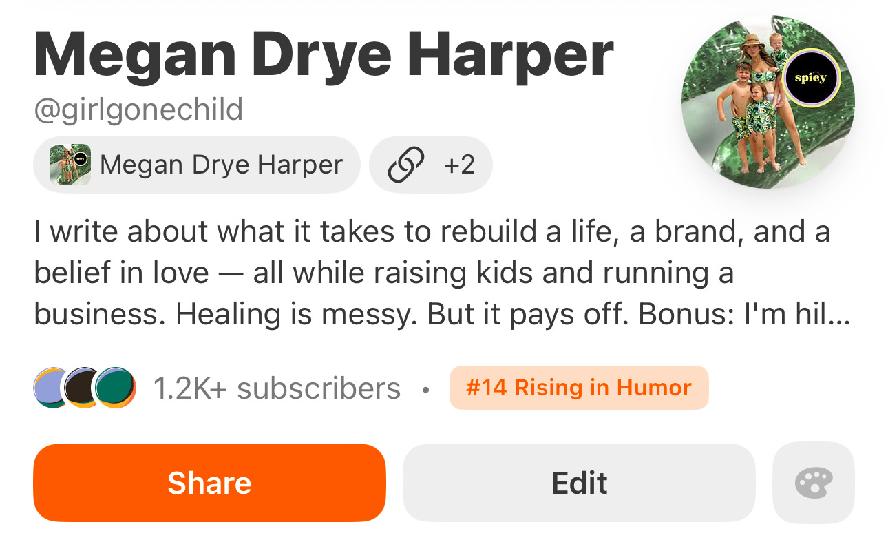 Megan Drye (@girlgonechild): "I launched this Substack on Friday. As in ...