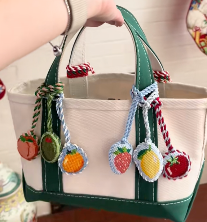 DIY self-finish you own mini needlepoint bag charms