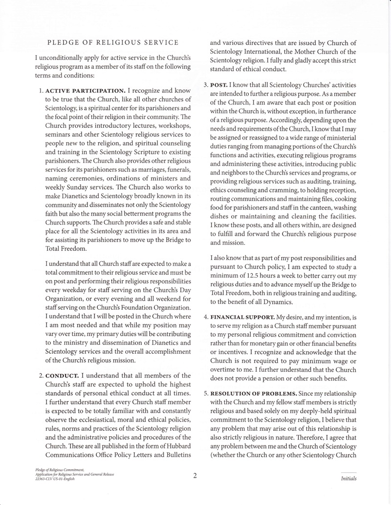 Ready to sign your life away, pilgrim? Get a load of this Scientology ...