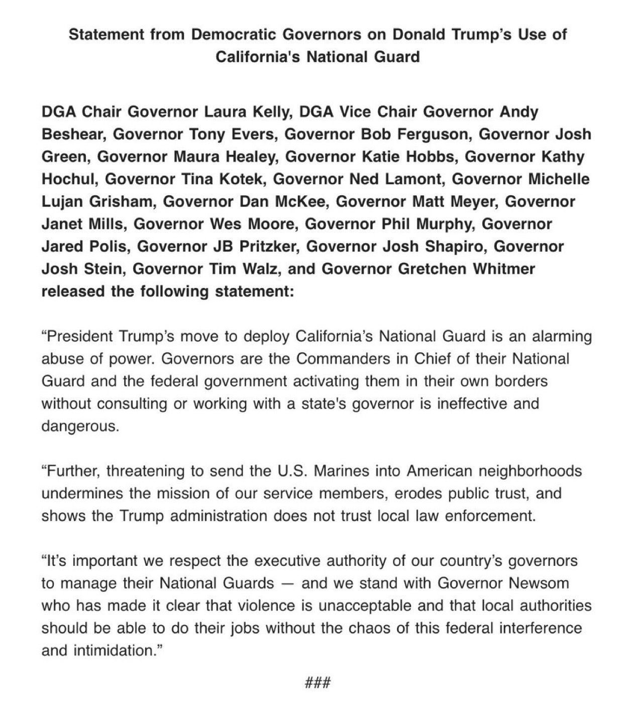Harry Sisson on Substack: "🚨BREAKING: Every Democratic Governor just ...