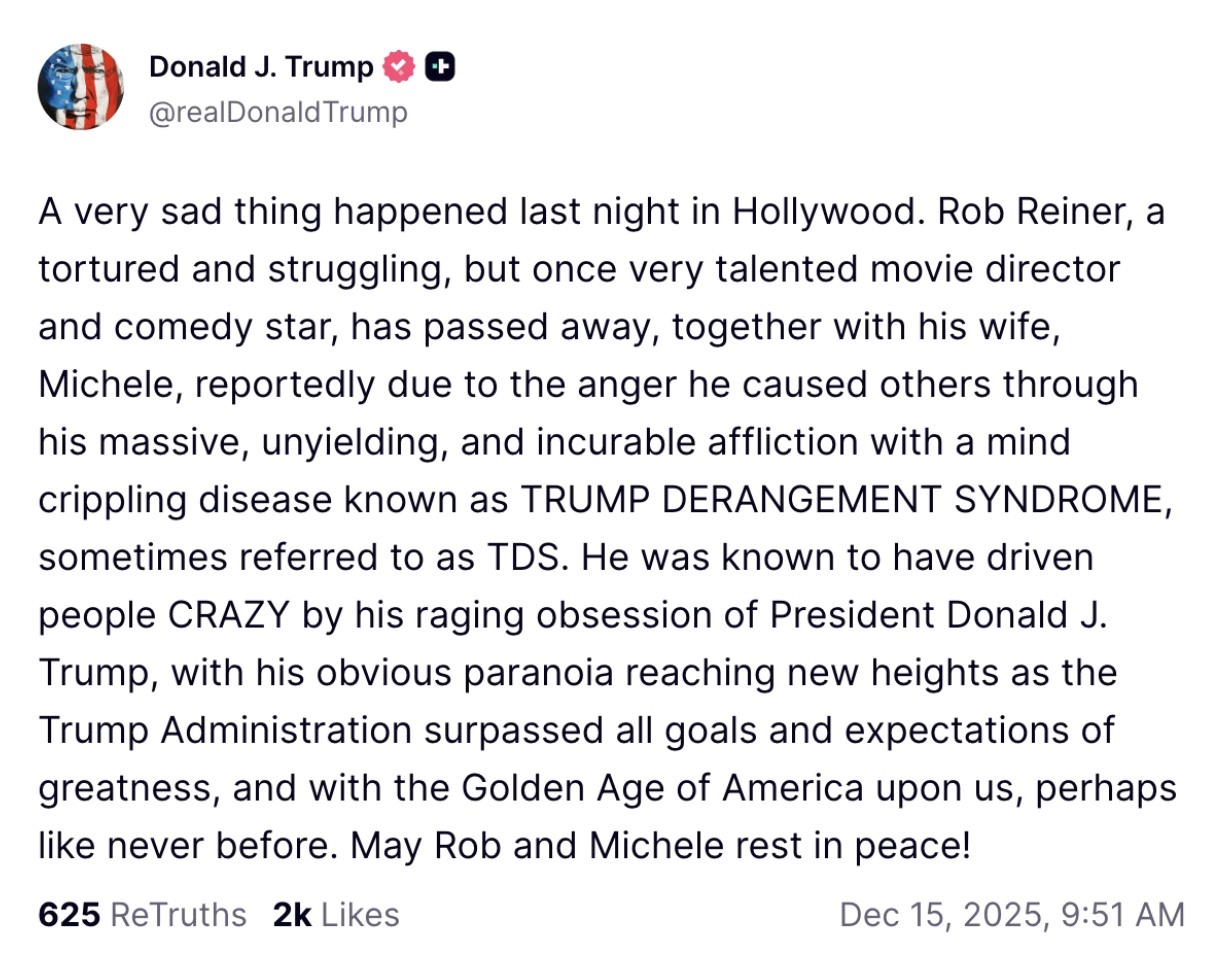 REACTION: Donald Trump’s evil slurs against Rob Reiner and his wife Michele