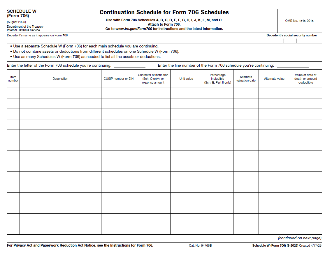 2025 Changes to IRS Form 706 - by Griffin Bridgers