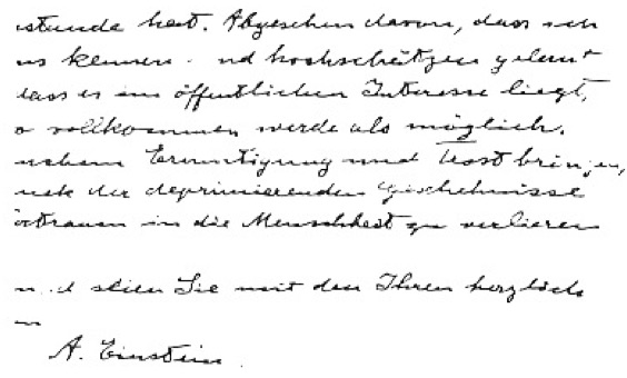 Einstein's handwriting shows humility and humour