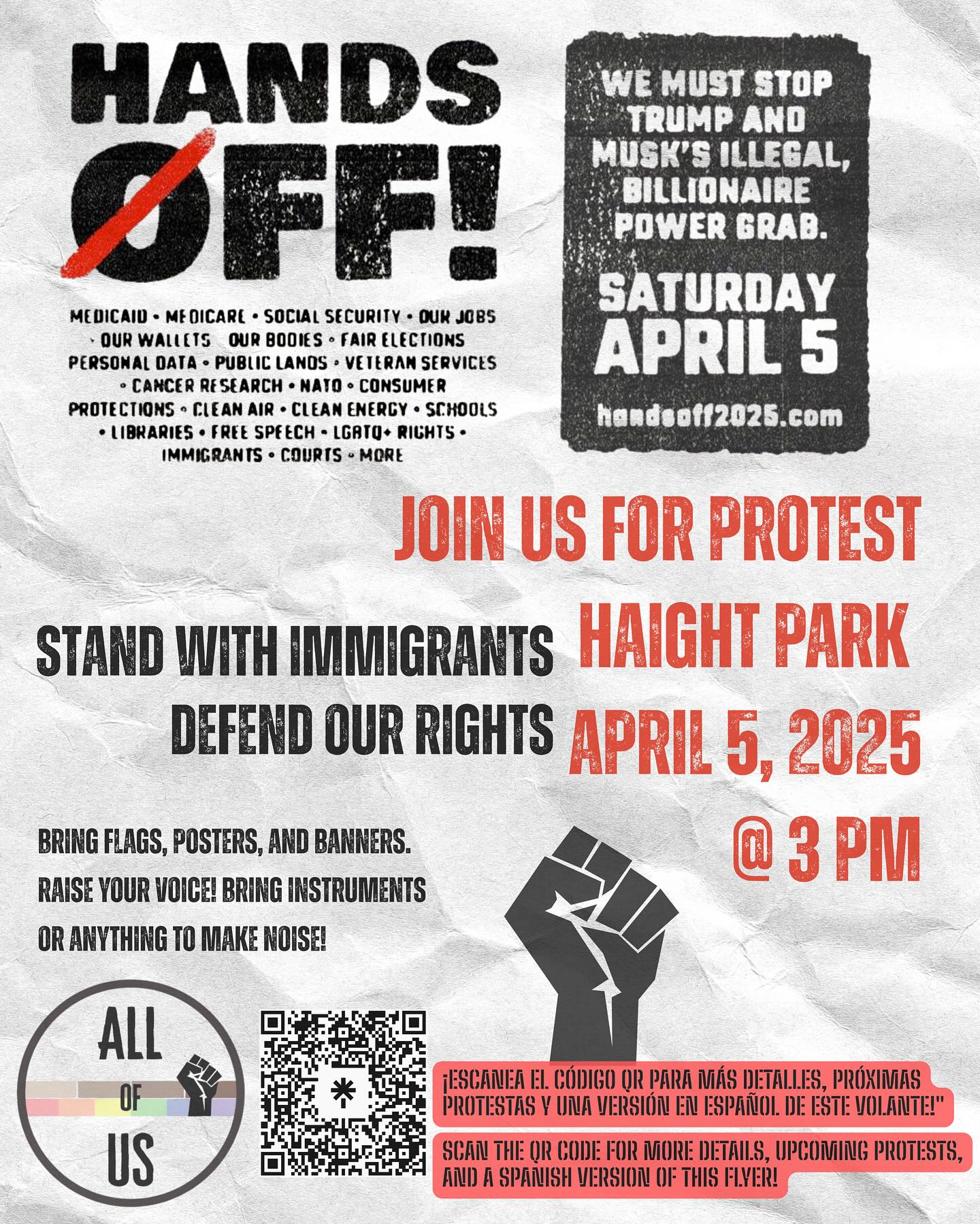 Hands Off-April 5th Protest Flyers - by All of US - Allofus