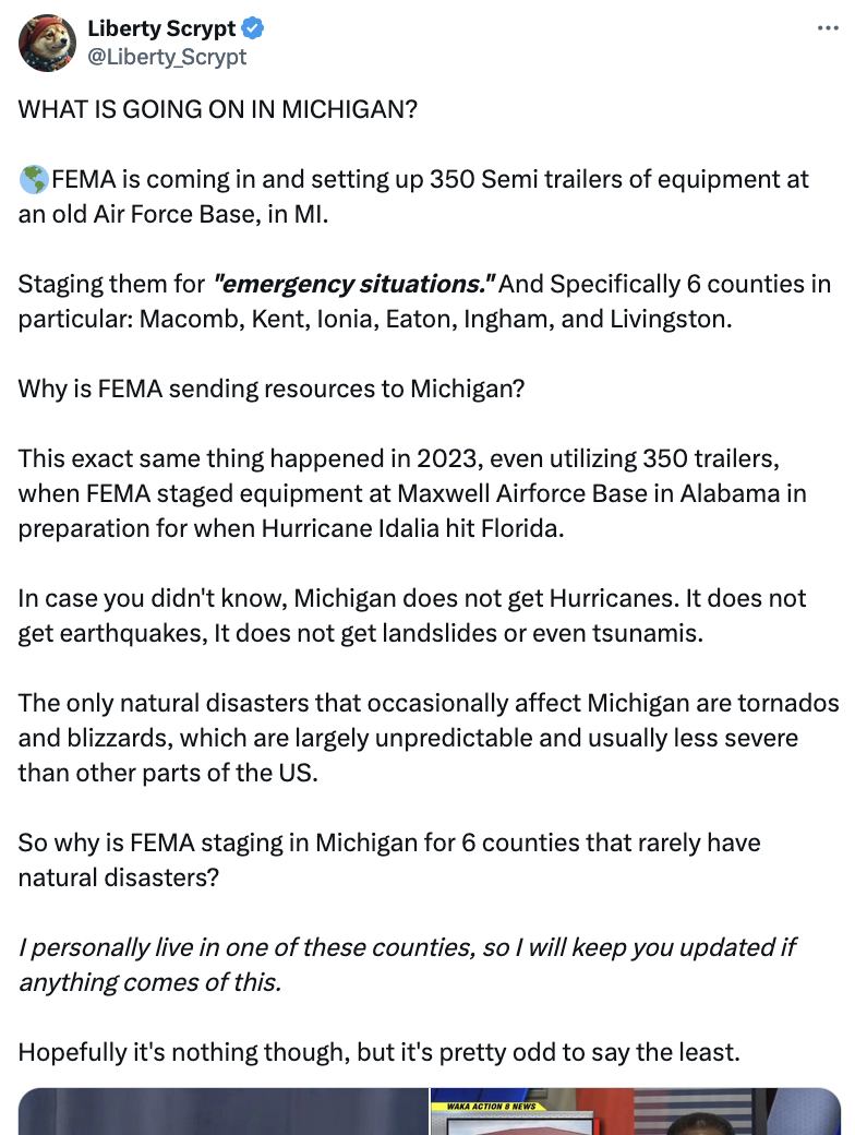FEMA Moves in 30,000 Personnel, 350 FEMA Trucks across 6 Michigan ...