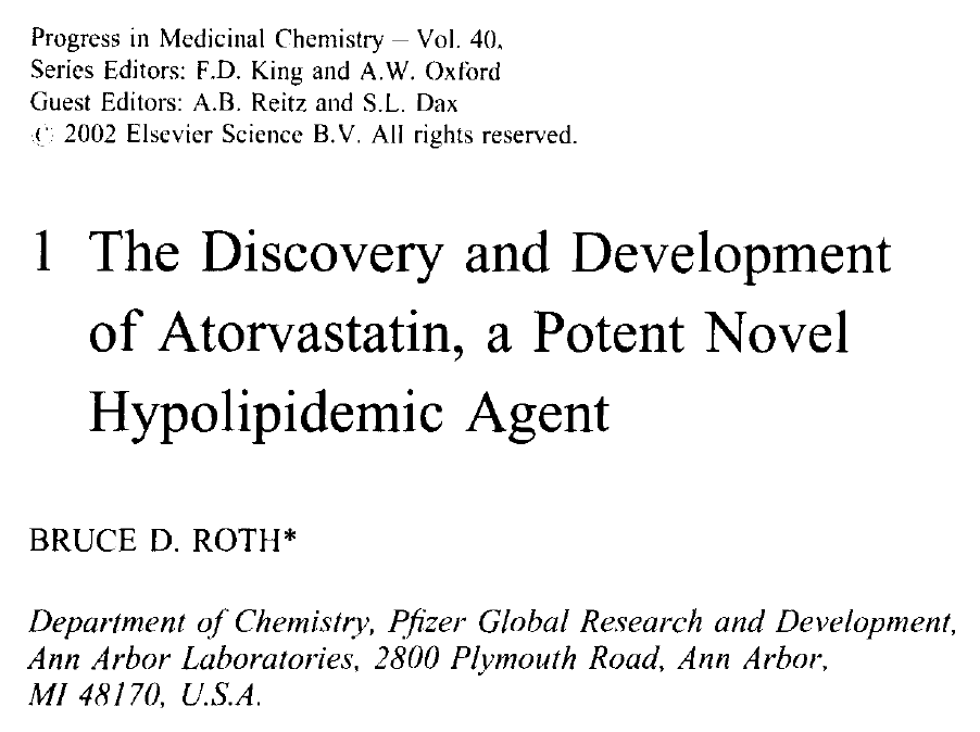 Classics in Medicinal Chemistry #1: Atorvastatin