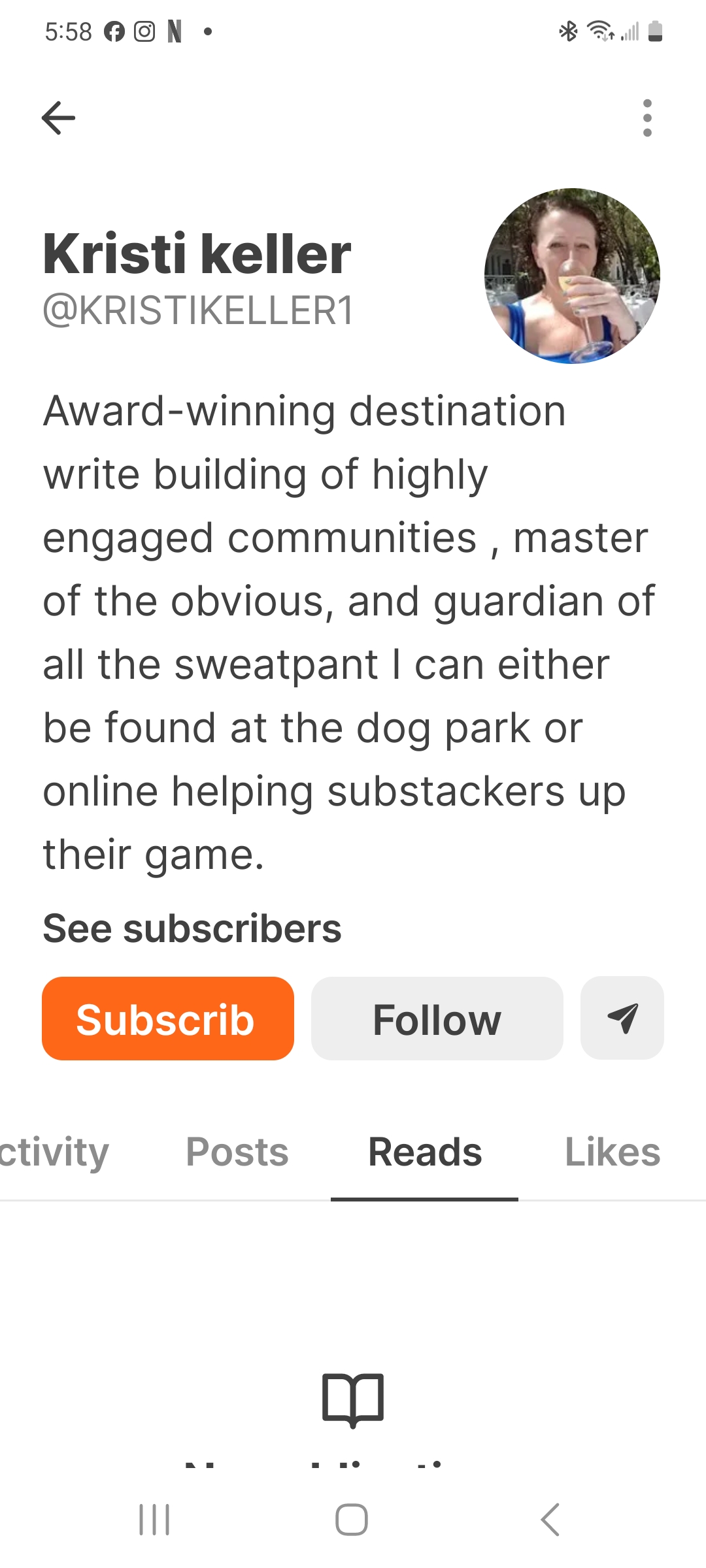 Kristi Keller on Substack: "Thank you to everyone who alerted me about the IMPOSTER profile ...