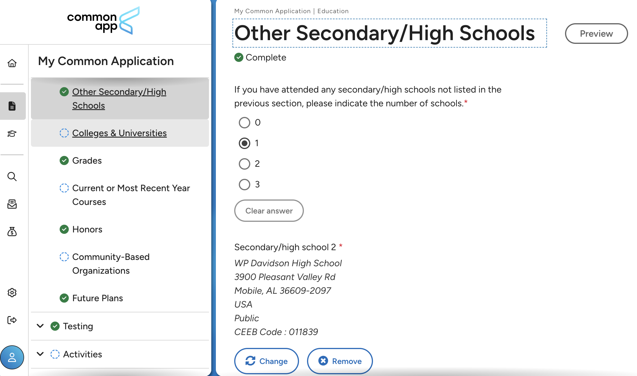 Common App Section by Section - Education