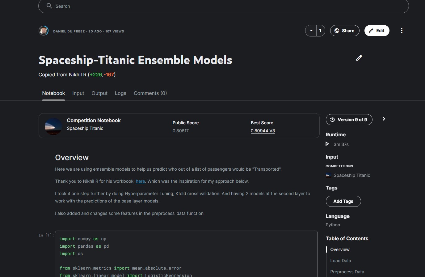 Kaggle Spaceship Titanic Competition: A Machine Learning Approach