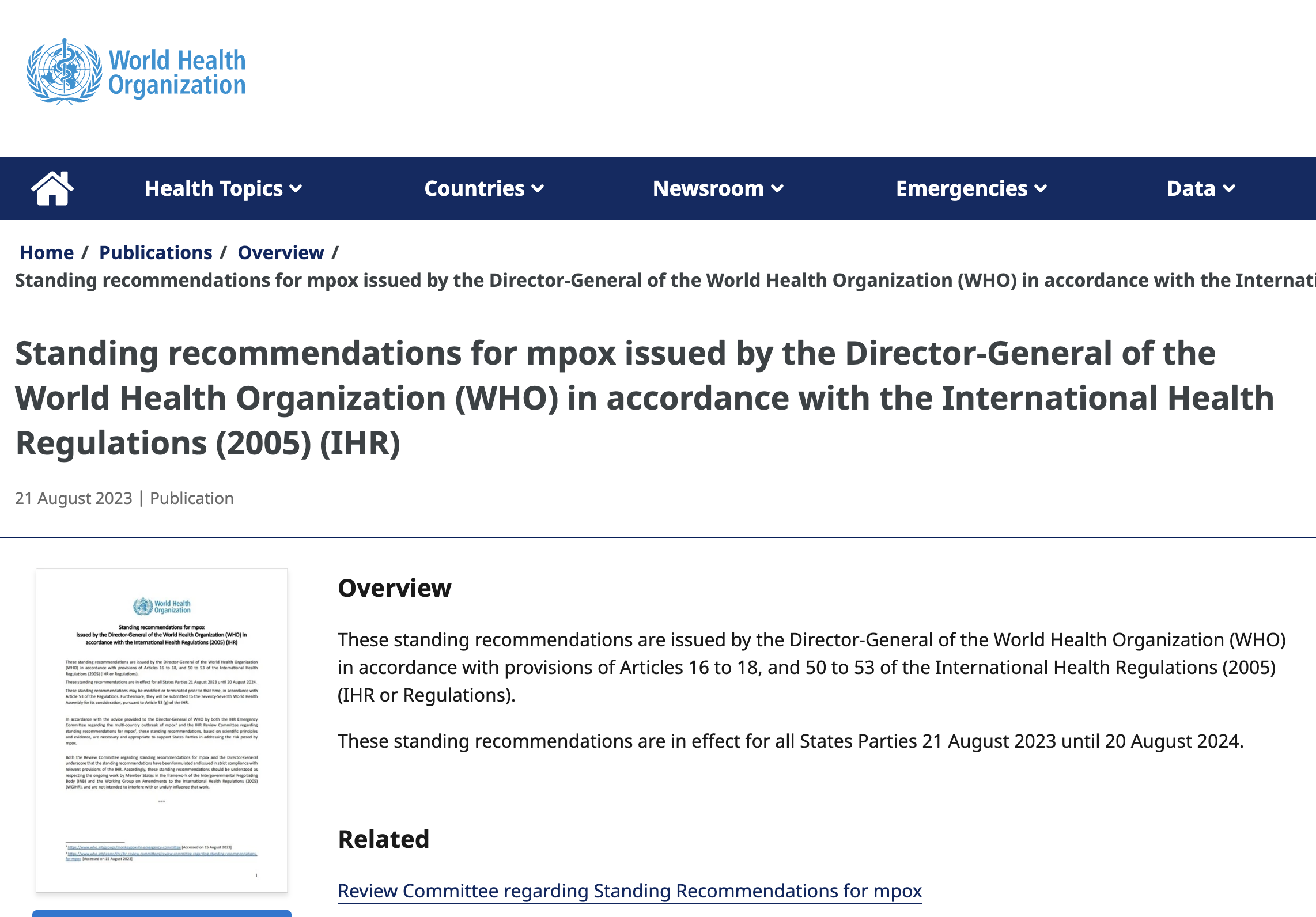 MPox WHO Declaration Breaking News