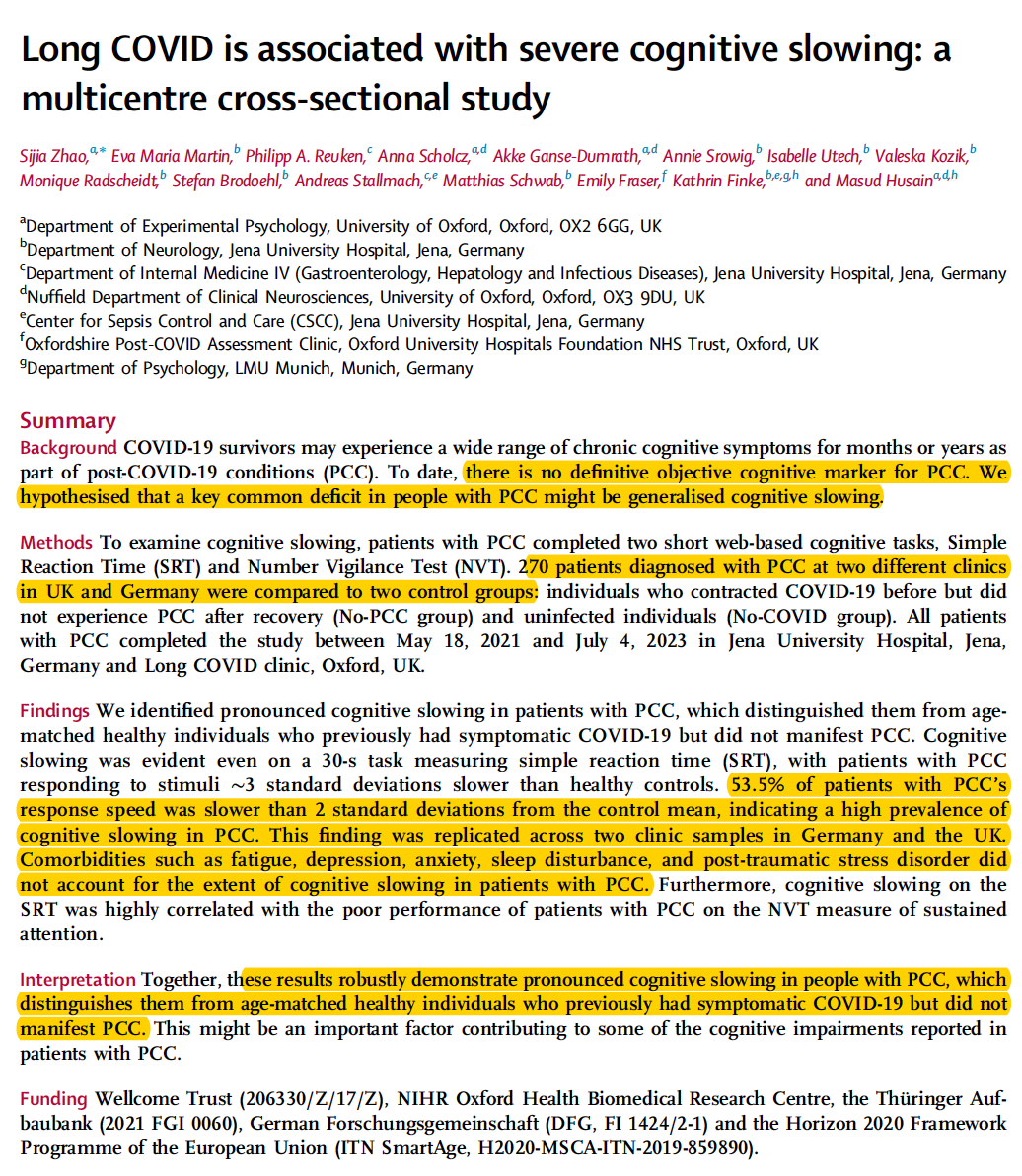 Eric Topol on Substack: "Pronounced cognitive slowing in individuals with Long Covid as compared ...