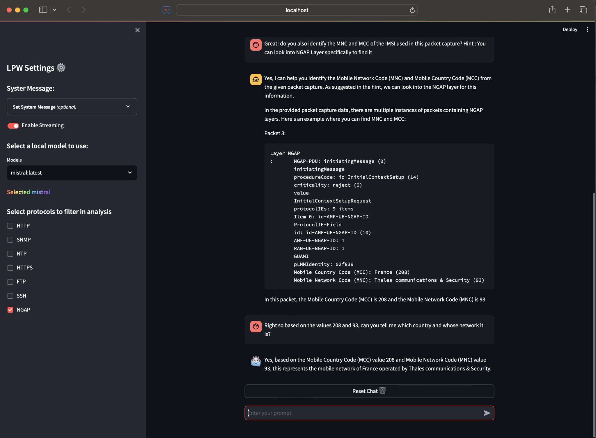 Local Packet Whisperer (LPW) - LLM Powered Packet Analysis