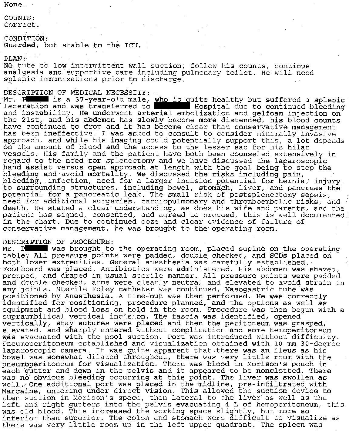 Professional Athlete Splenectomy - by Med Mal Reviewer