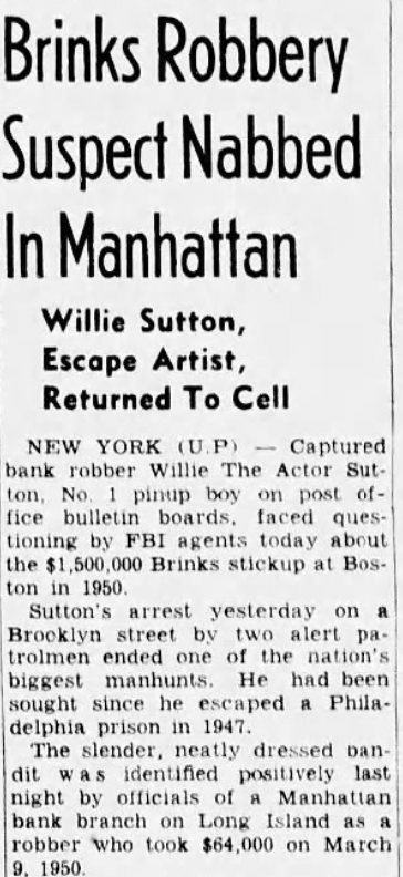 The Daring Escapes of "Gentleman" Bank Robber "Slick" Willie Sutton
