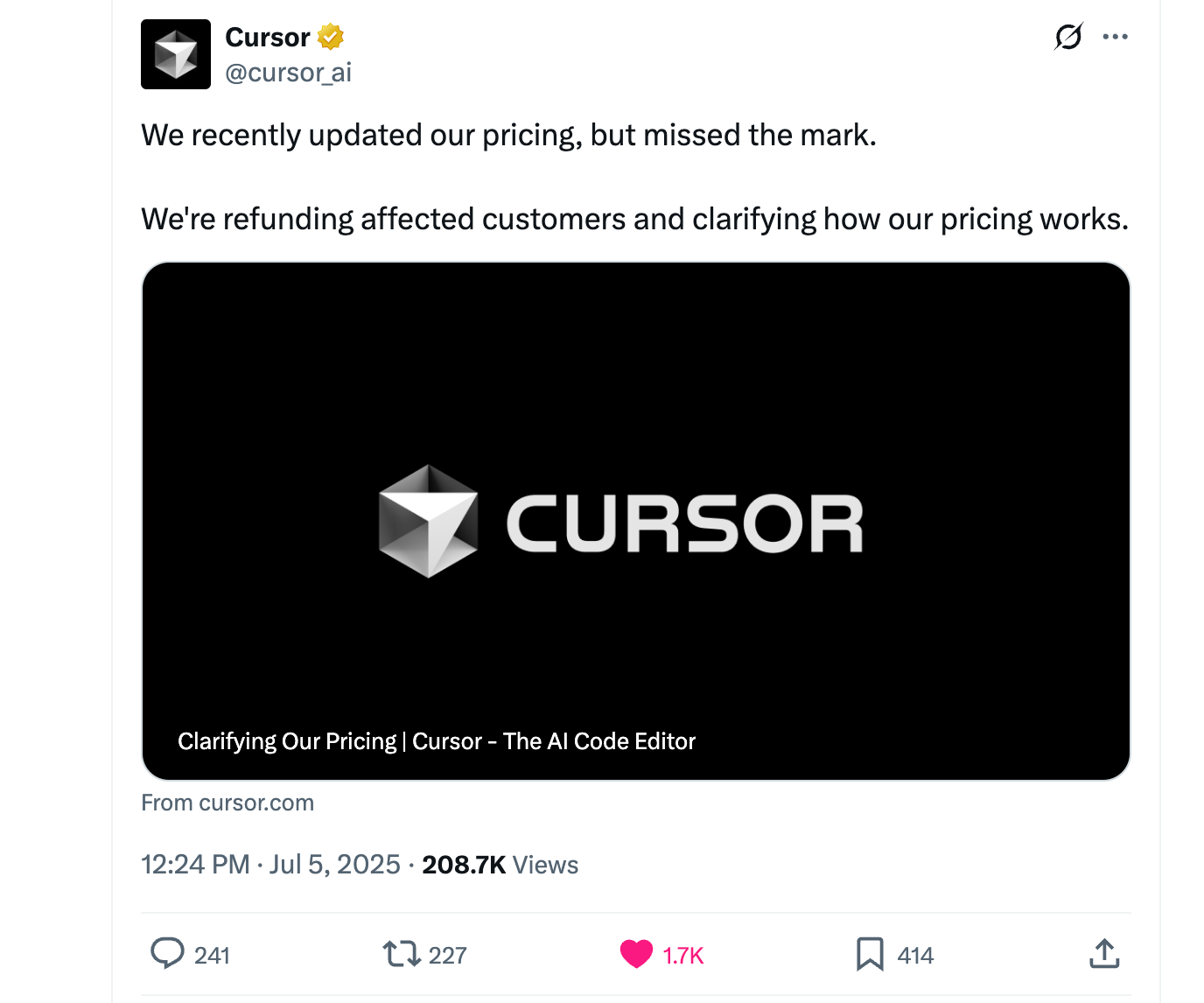 Cursor’s Pricing Change Sparks Outrage, CEO Apologizes