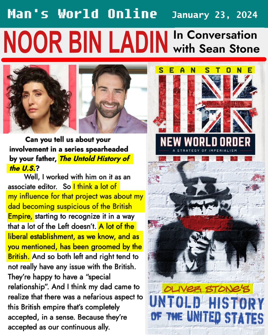 Exploring the British Question: Noor Bin Ladin Interviews Sean Stone ...