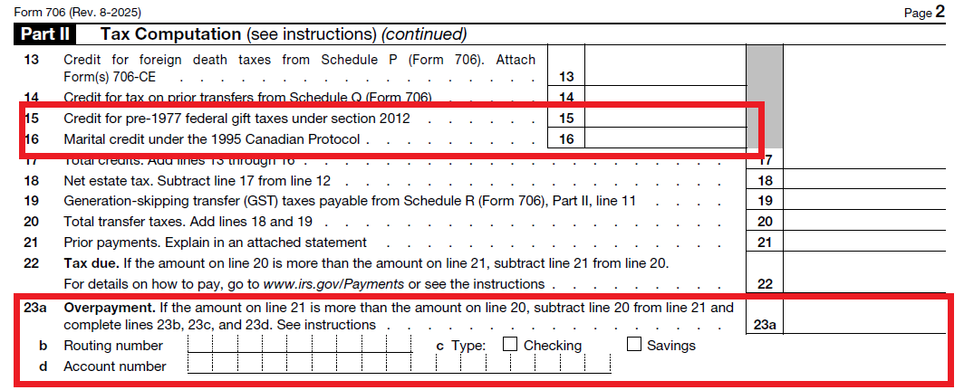2025 Changes to IRS Form 706 - by Griffin Bridgers