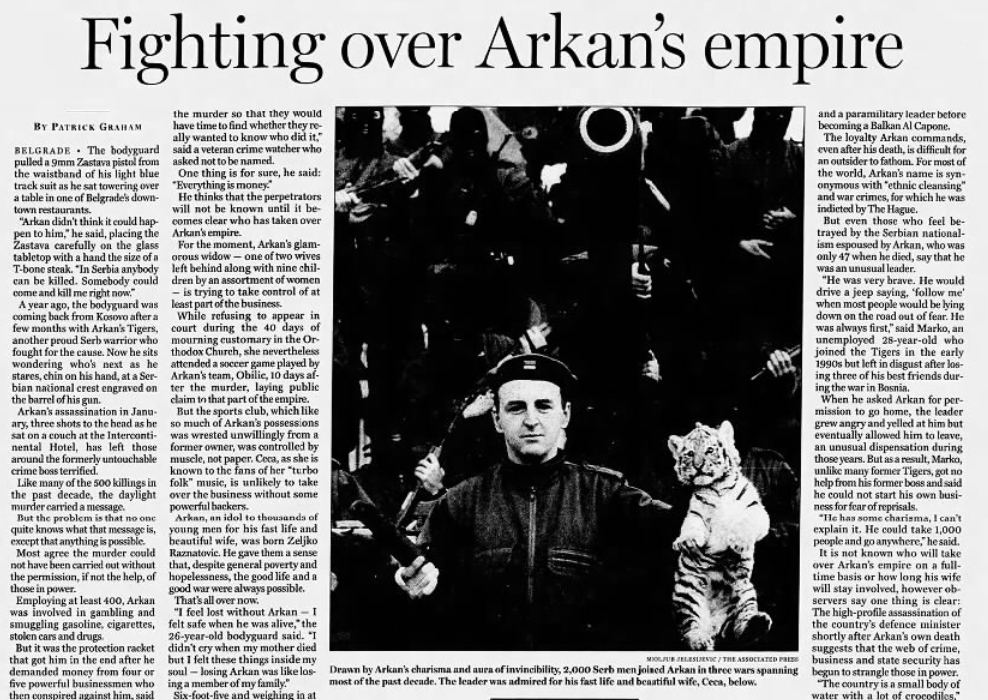 The Tiger of Serbia: Željko Ražnatović and the Legacy of "Arkan's Tigers"