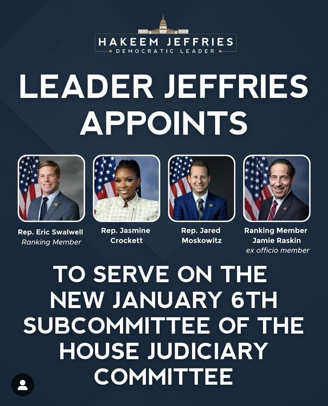 Harry Dunn (@harrydunn): "Hakeem Jeffries has appointed Eric Swalwell ...