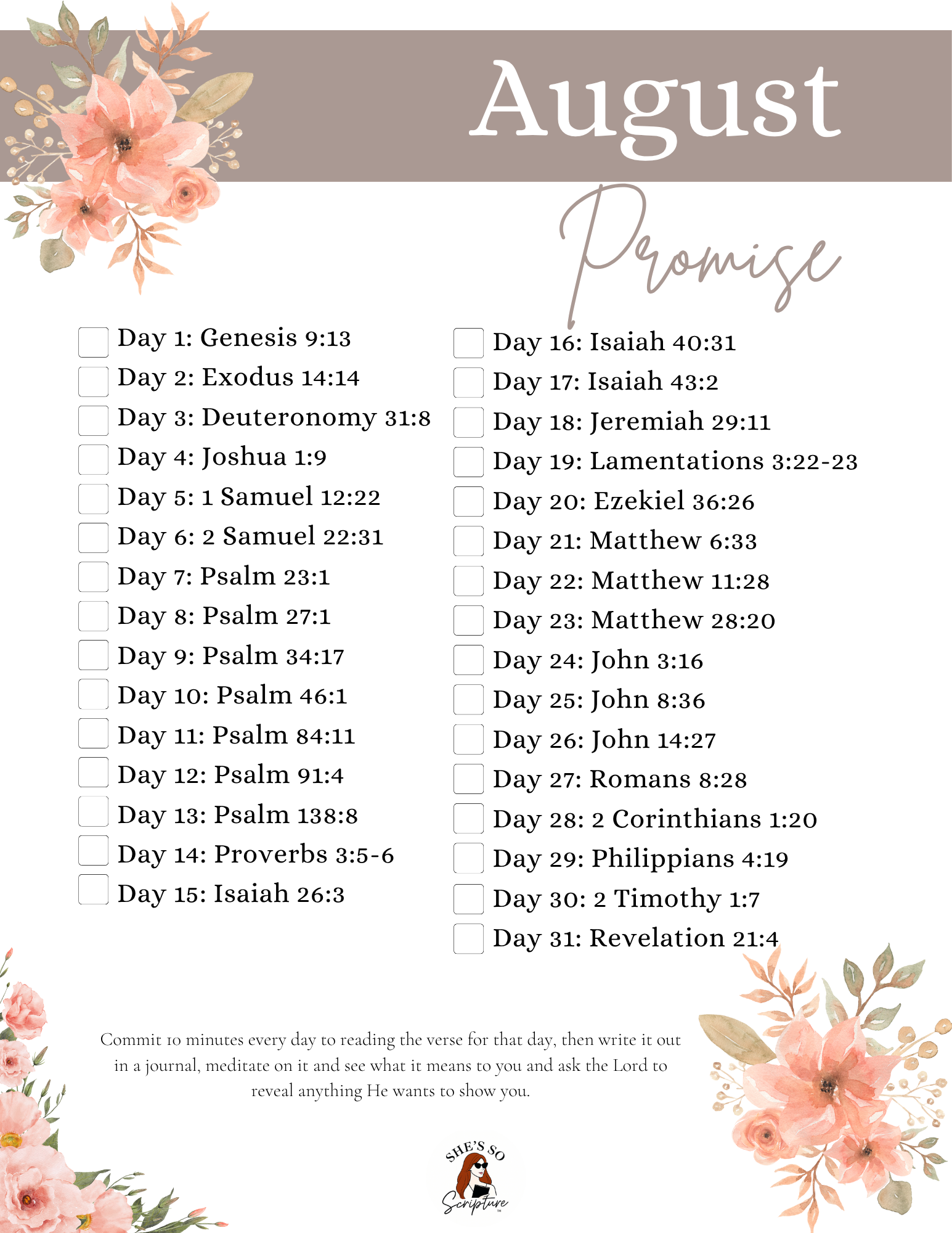 August Bible Reading & Scripture Writing Plan: God’s Promises