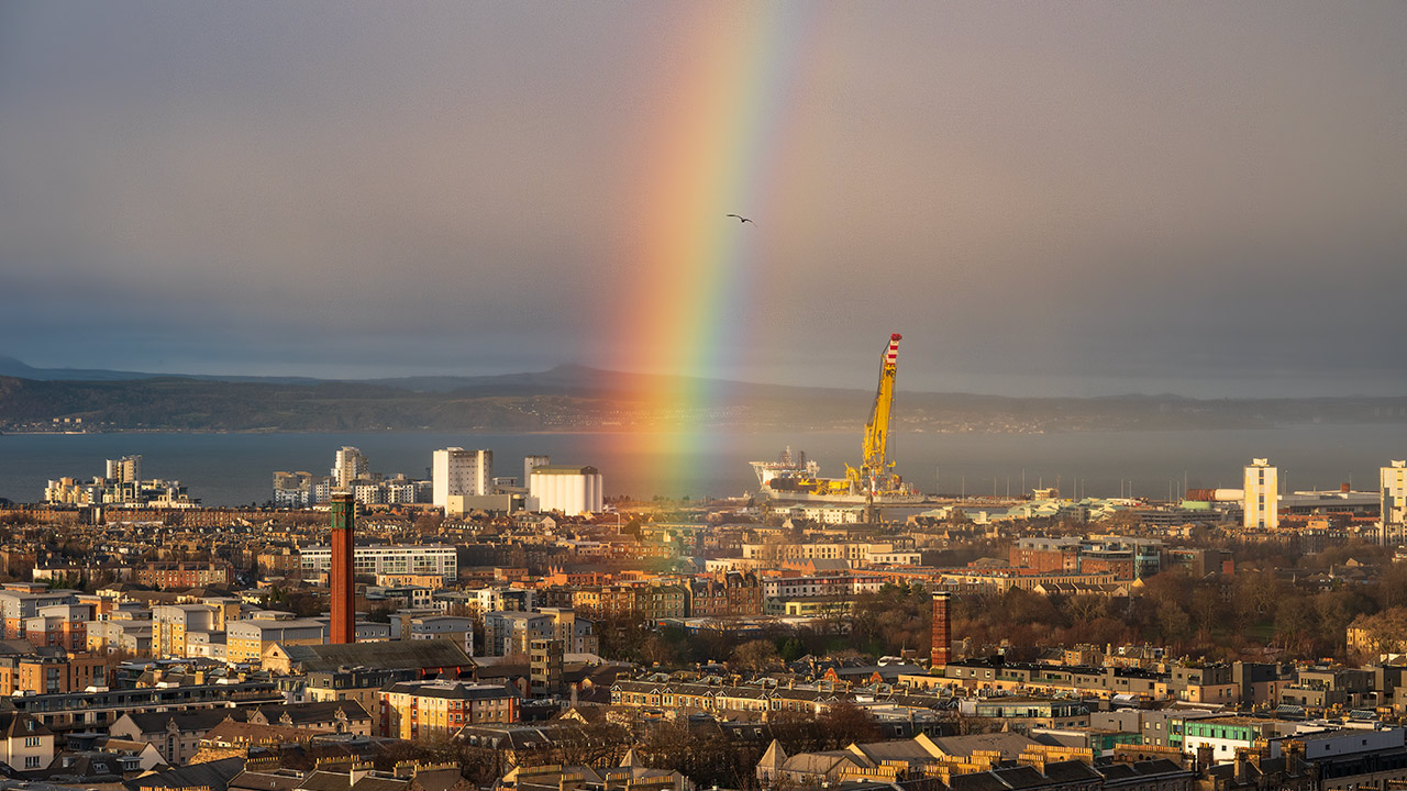 Les Alizés Enormous Crane Vessel at Leith for Wind Farm