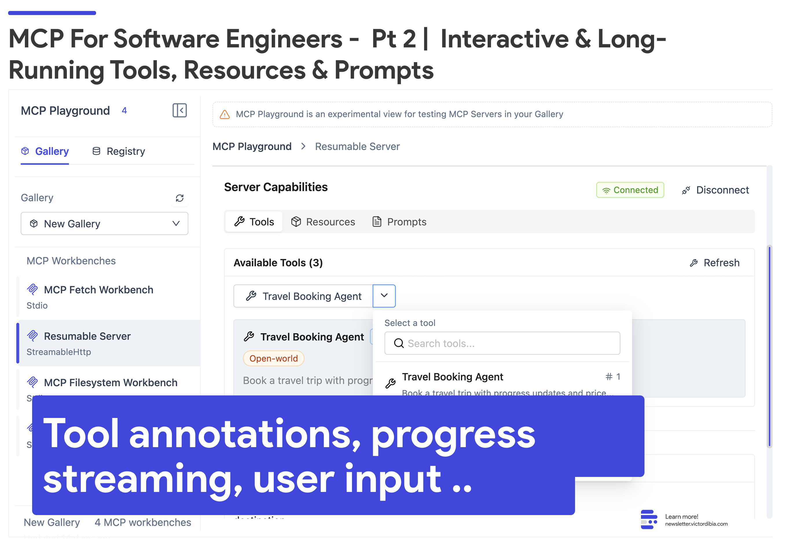MCP For Software Engineers | Part 2: Interactive & Long-Running Tools (Progress streaming, User ...