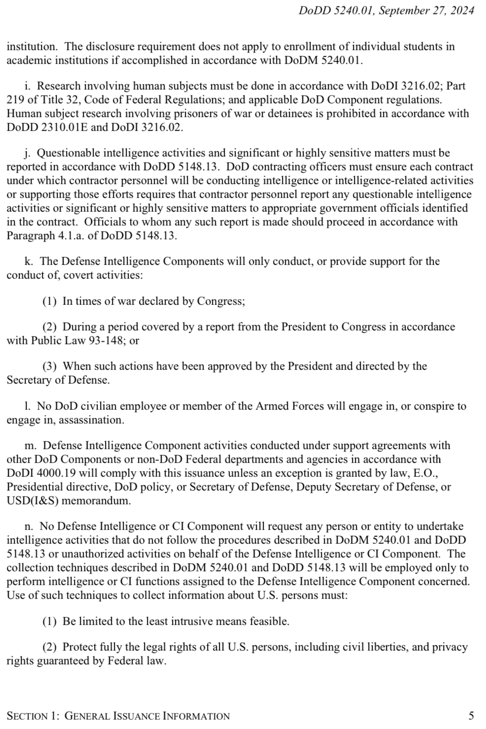 The DoD Quietly Reissues DoD Directive 5240.01, Expanding the Use of ...