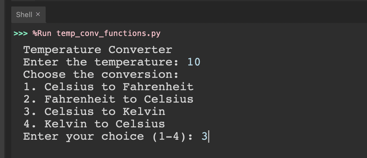 Temperature Converter Using Python Functions