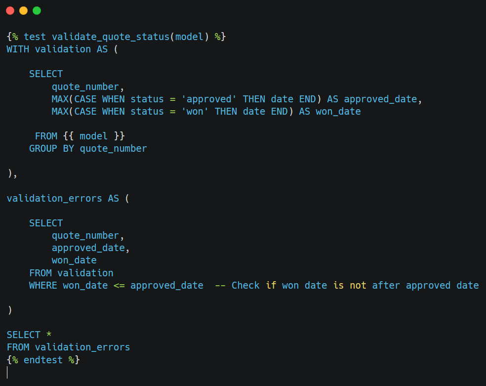 Implementing Data Quality Framework with dbt
