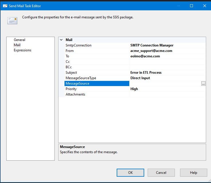 Using a Send Mail Task to Send out Notifications in SSIS