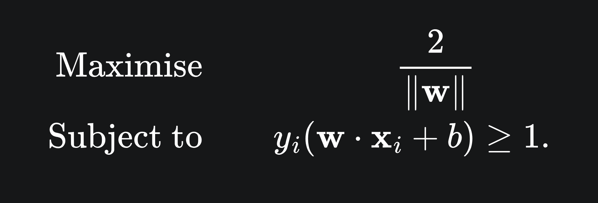 Optimising the Support Vector Machine using Lagrange multipliers (step ...