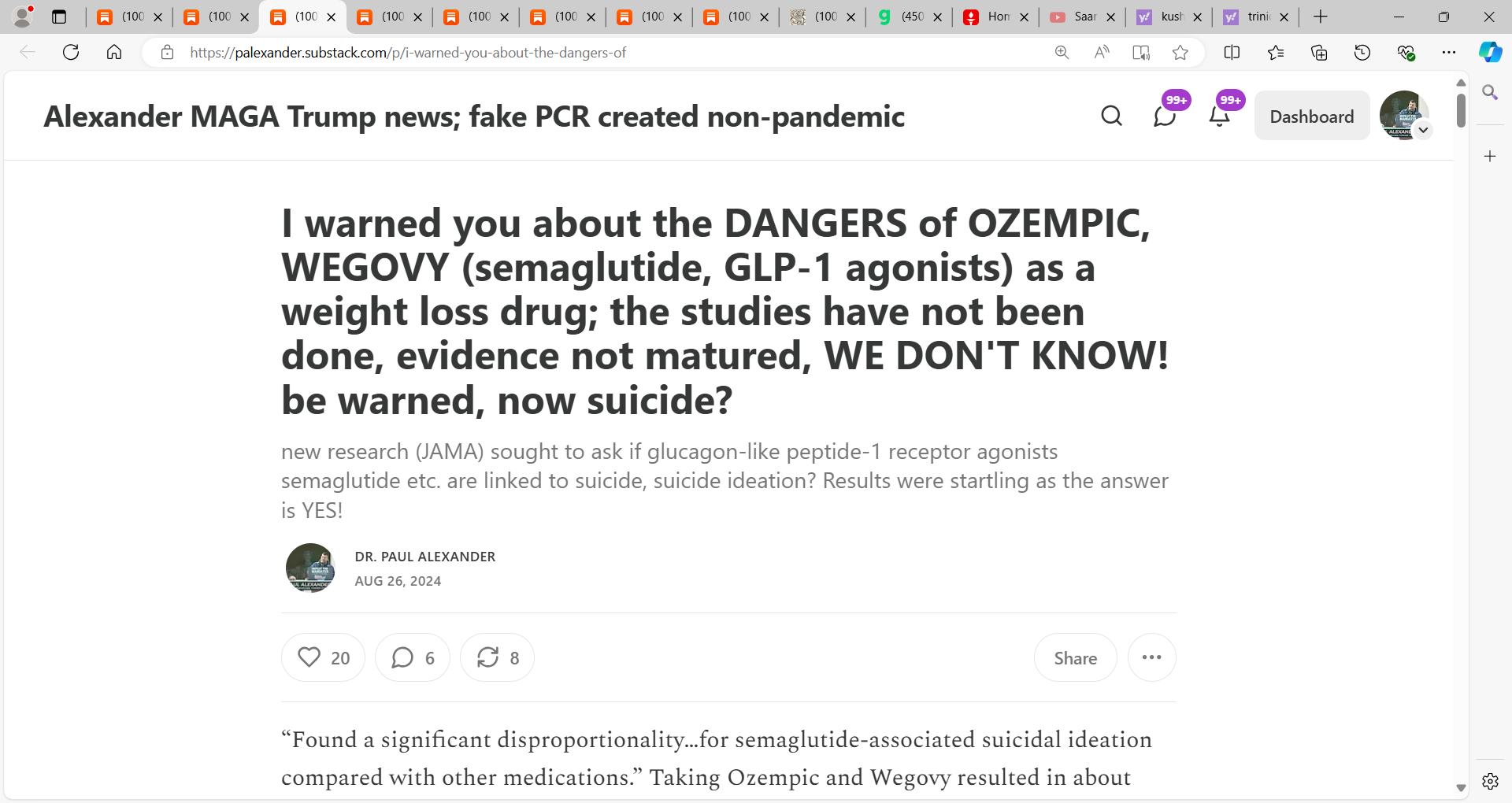 Ozempic, Wegovy (Semaglutide GLP-1s): dangerous, new reports of suicide ...