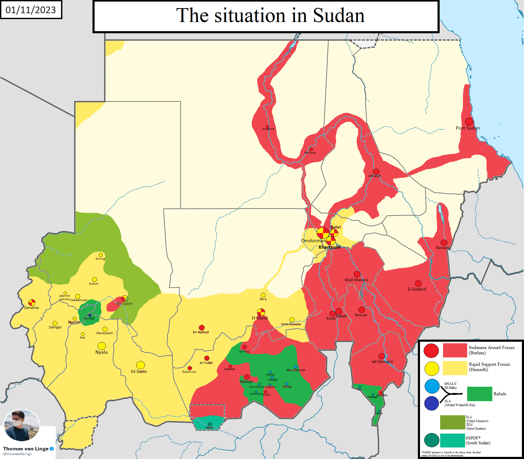 Map of the Areas of Control in Sudan