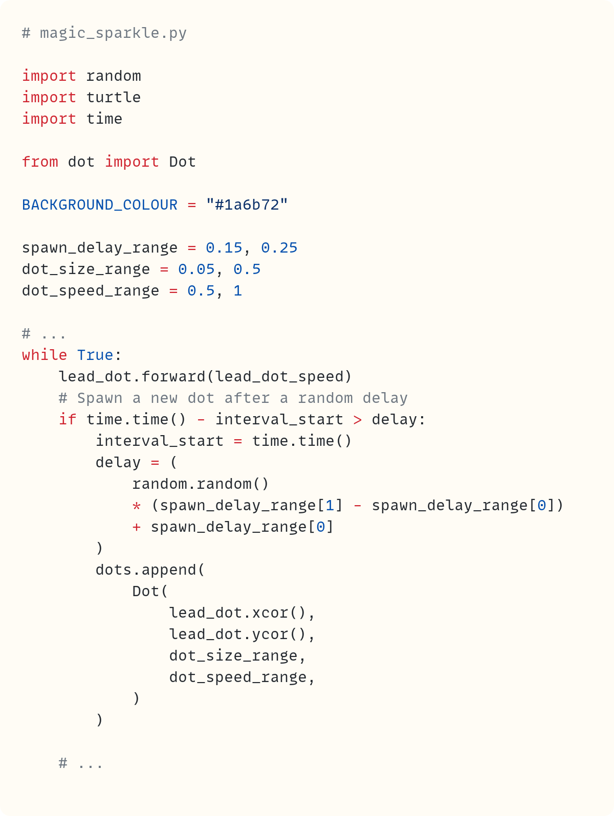 A Touch of Randomness Makes The Magic Sparkle • A Python `turtle` Animation