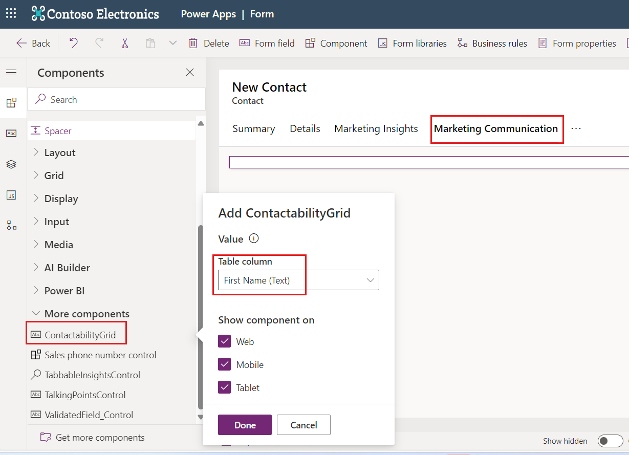 Displaying Marketing Elements on Custom Contact & Lead Forms