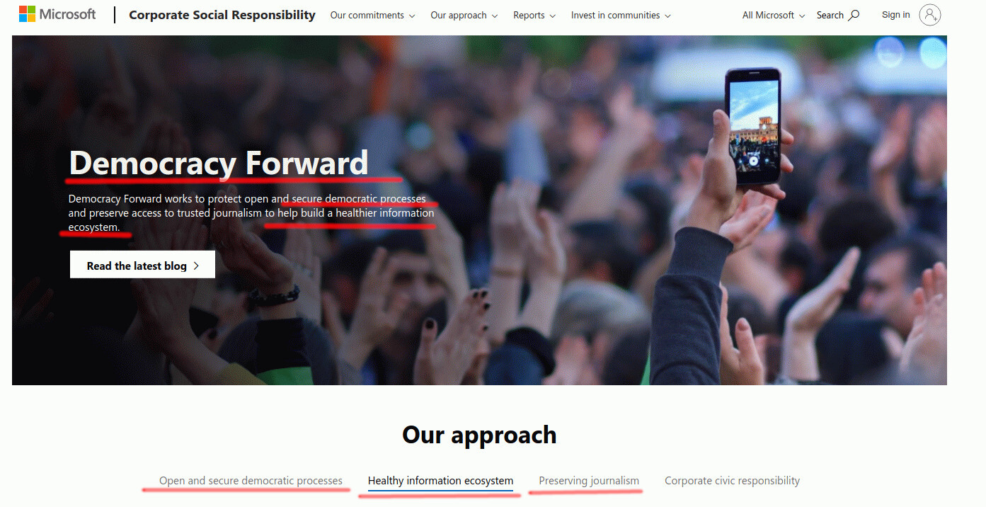 Microsoft's 'Democracy Forward' Initiative Aims to Manipulate Our Society