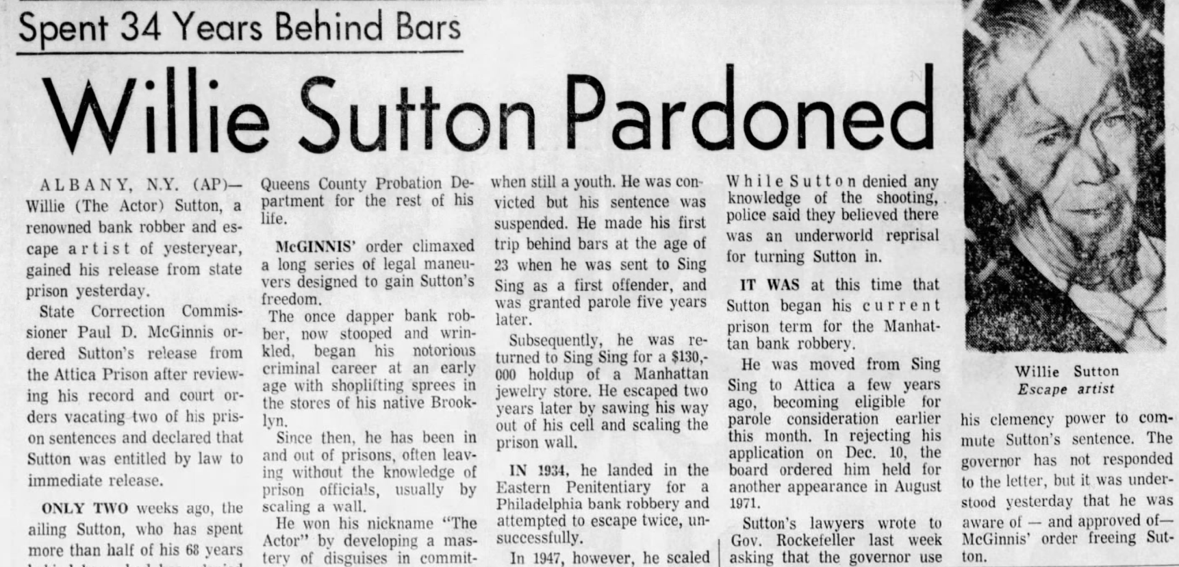 The Daring Escapes of "Gentleman" Bank Robber "Slick" Willie Sutton