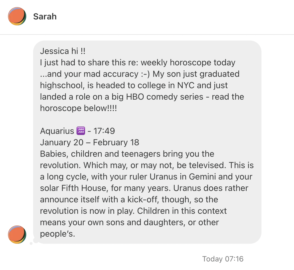 Jessica Adams (@jessicaadams): "When a daily astrology prediction ...